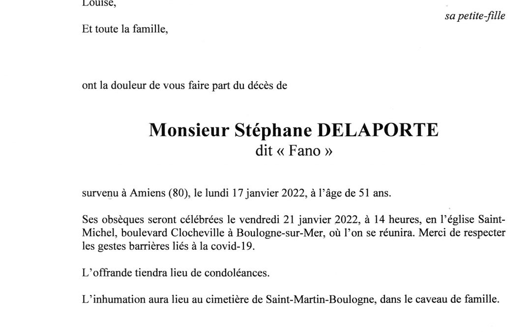 Monsieur Stéphane DELAPORTE - Pompes Funèbres Toupet-Sotty