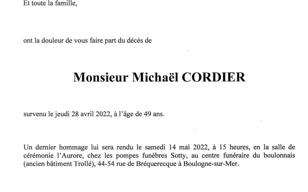 Monsieur Michaël CORDIER - Pompes Funèbres Toupet-Sotty