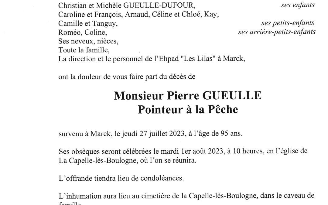Monsieur Pierre GUEULLE - Pompes Funèbres Toupet-Sotty