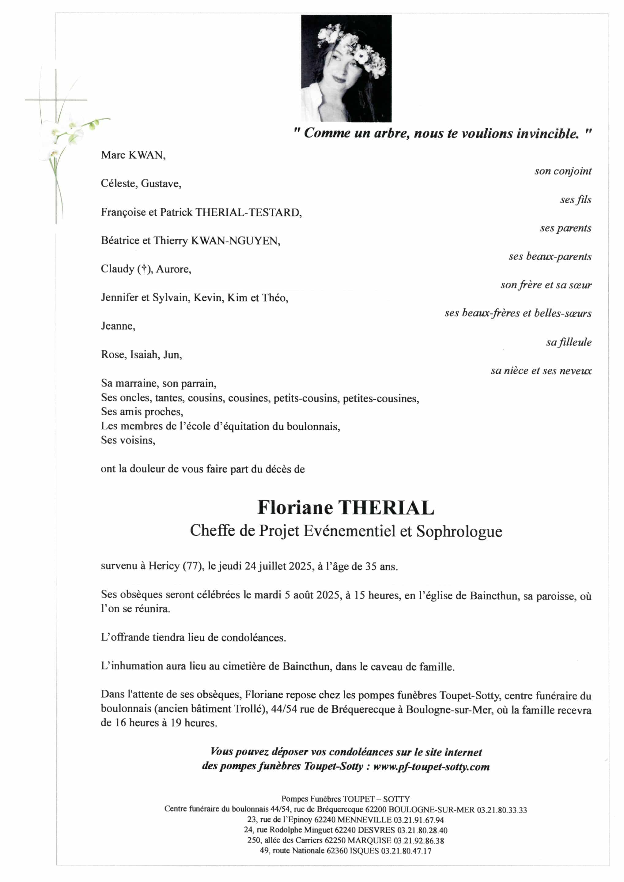 Floriane THERIAL - Pompes Funèbres Toupet-Sotty